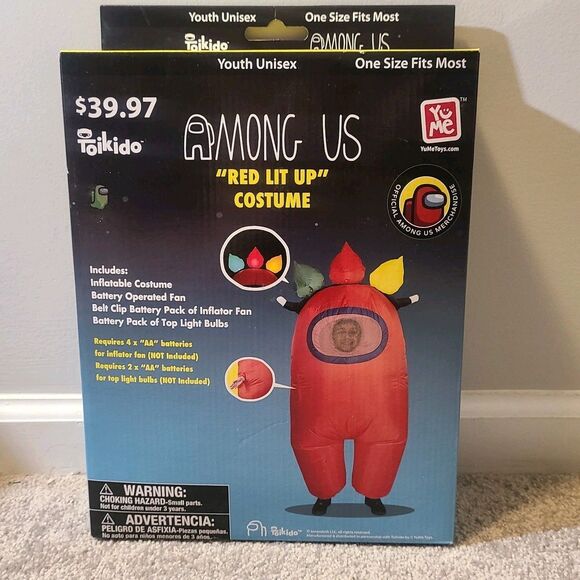 Toikido | Costumes | Among Us Red Lit Up Inflatable Costume One Size ...